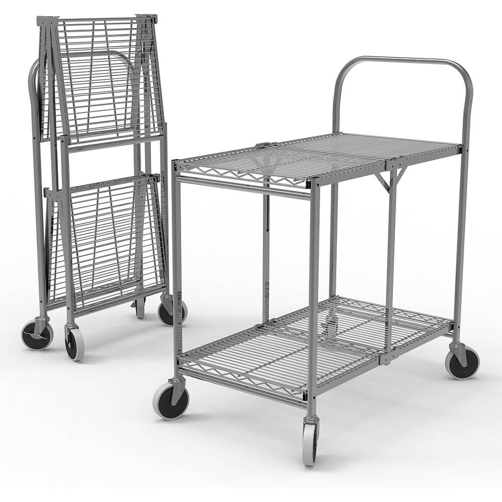 Wire Two-Shelf Rolling Folding Utility Cart – DEI Equipment